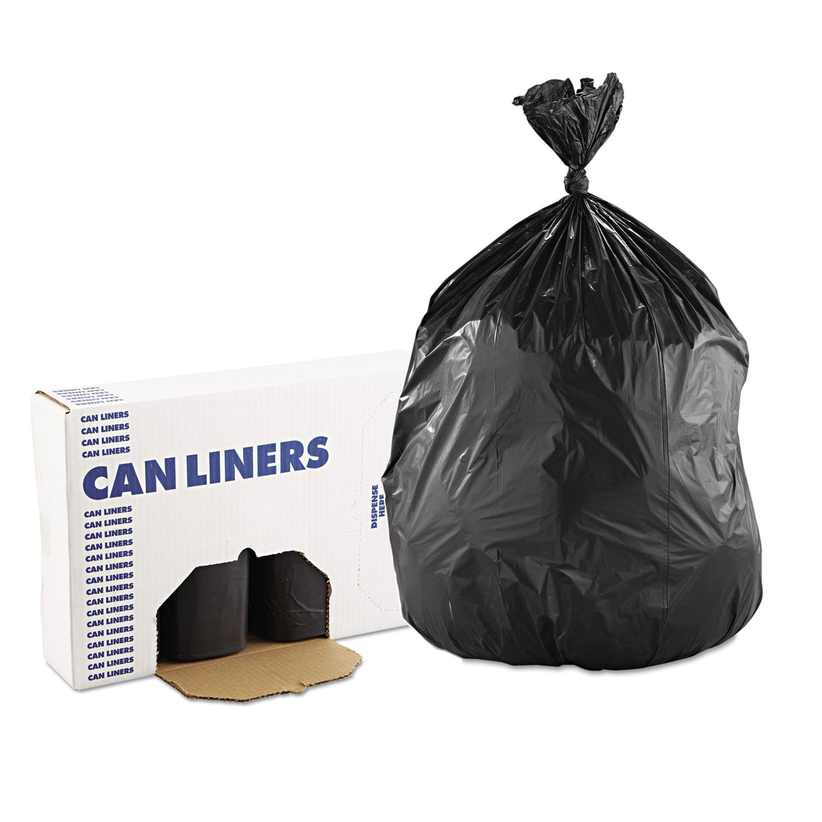 Trash Bag Boardwalk® 60 Gal. 1.2 Mil 38 X 58 Inch Black Super Heavy Du ...