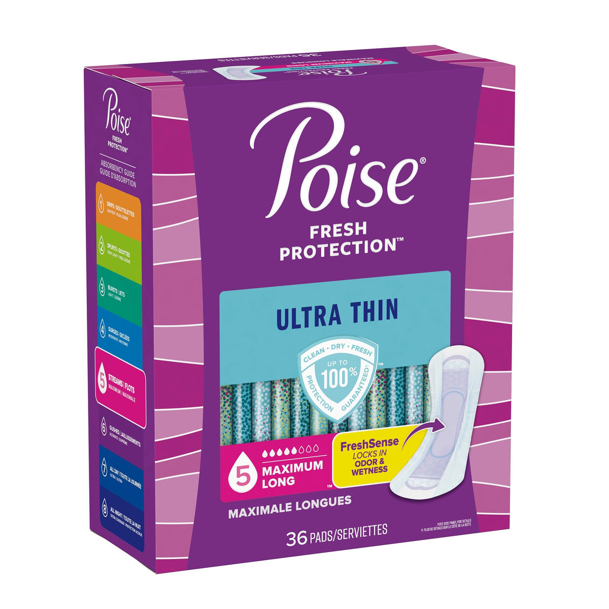 Bladder Control Pad Poise® Fresh Protection™ Ultra Thin 14.1 Inch Leng ...