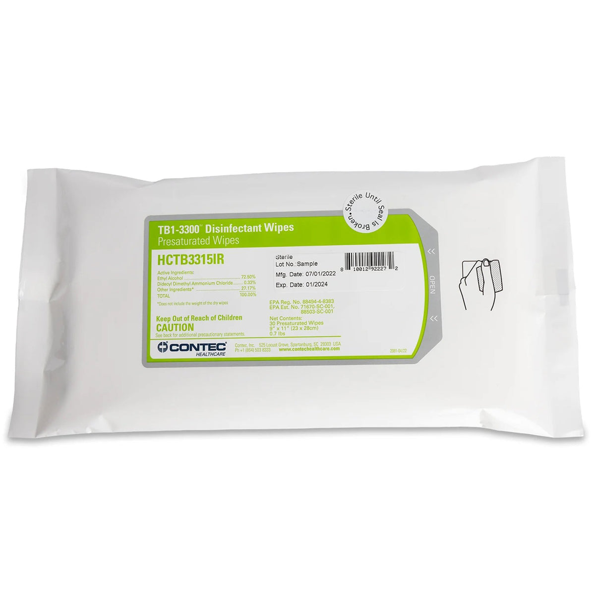 Surface Disinfectant Cleaner Contec® Healthcare Tb1-3300™ Premoistened ...