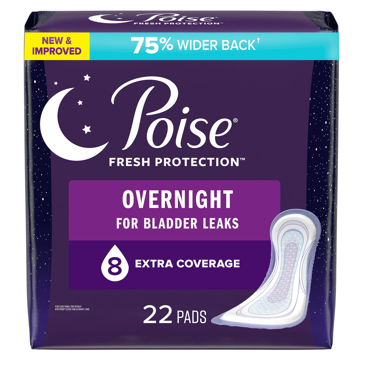 Bladder Control Pad Poise® Fresh Protection™ Overnight 5.3 Inch Length ...