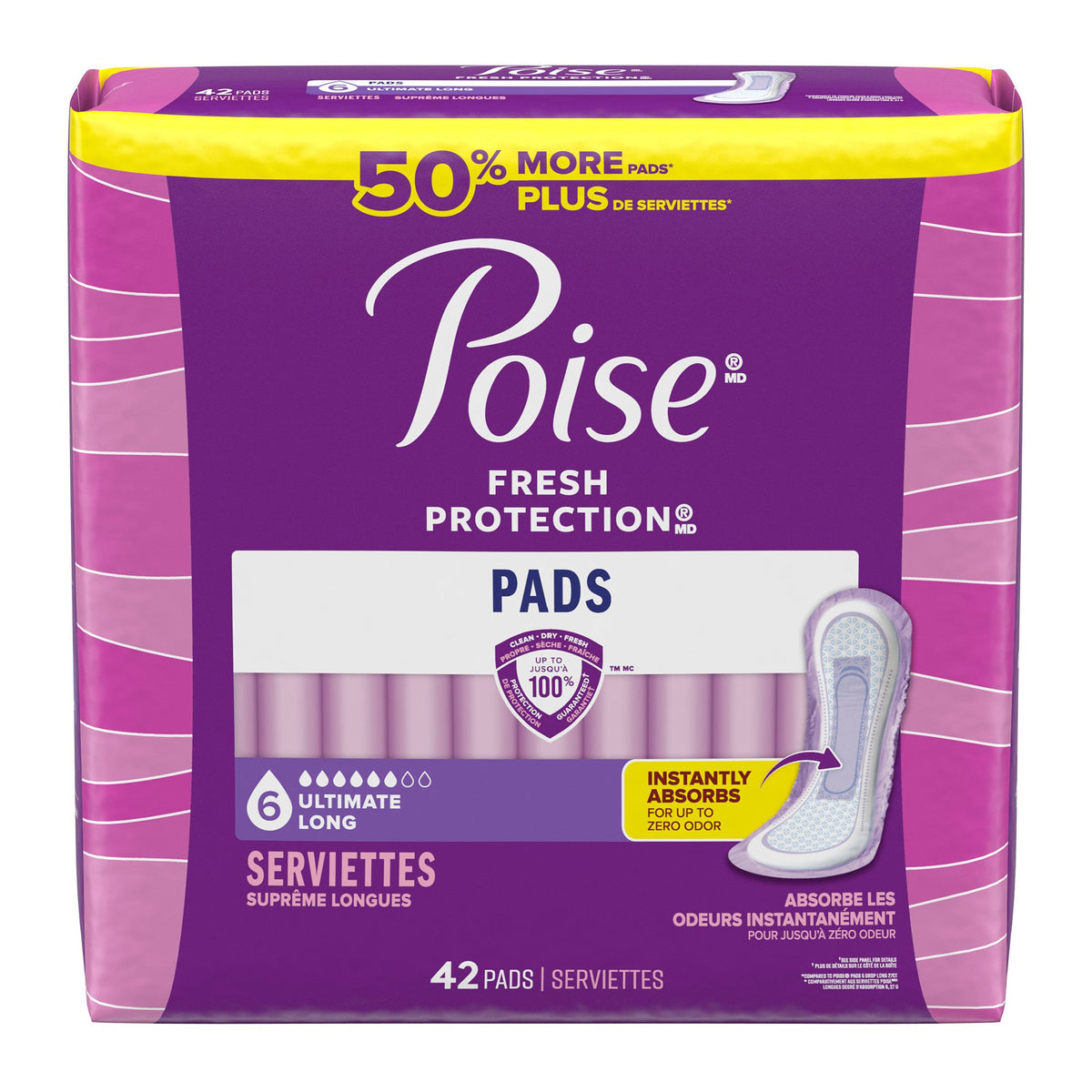 Bladder Control Pad Poise® Fresh Protection™ Heavy Absorbency Super Ab ...