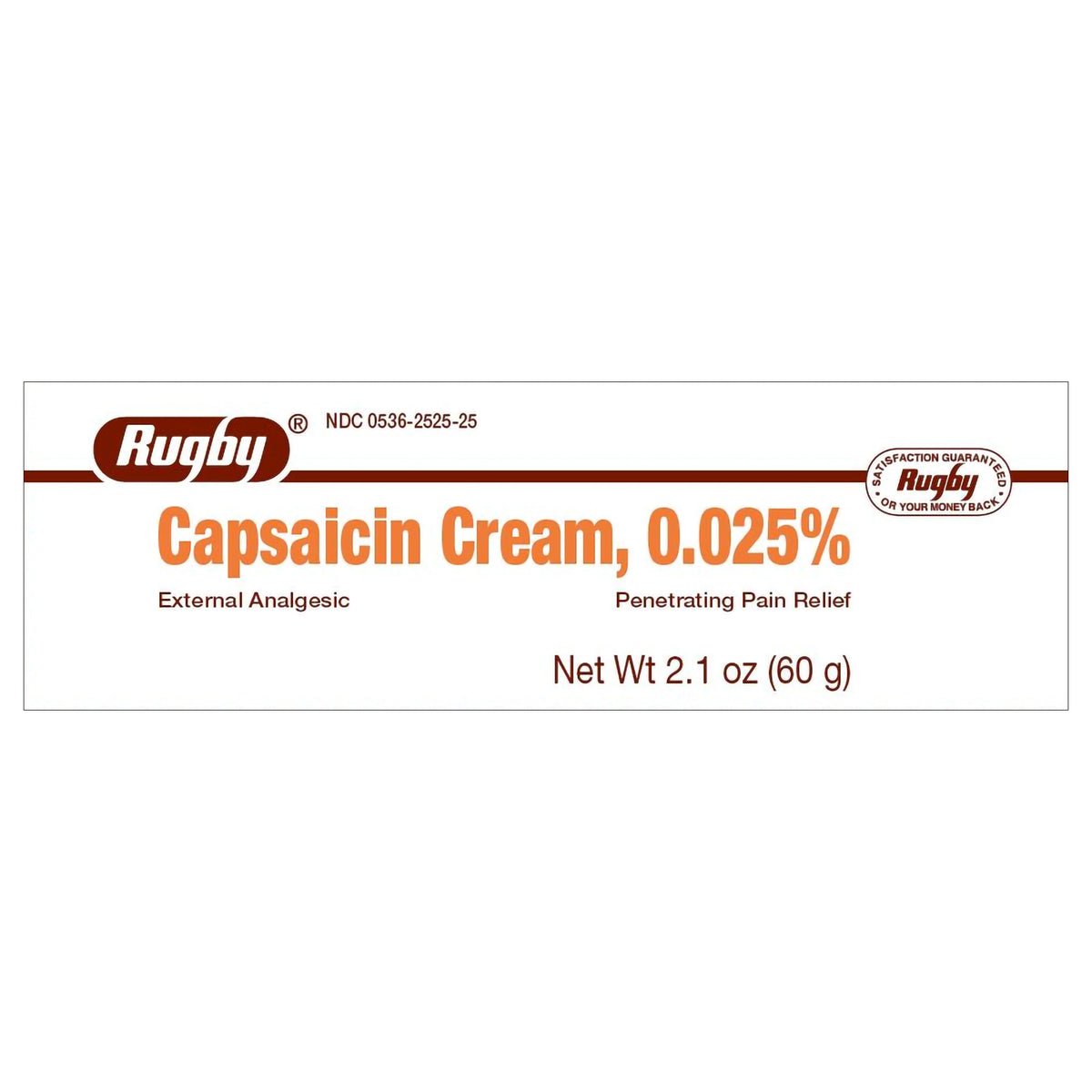 Topical Pain Relief Rugby® 0.025% Strength Capsaicin Cream 2.1 Oz. – BeHope
